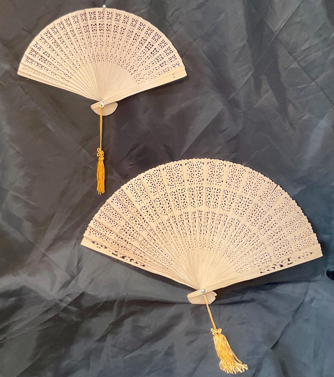 Two Gorgeous Vintage Suzhou Sandalwood Carved Hand Fans - Etsy