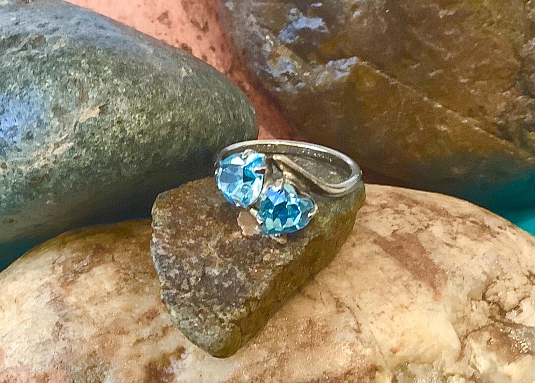 Vintage 1950’s Mcgrath Hamin Nickel/silver Double Heart Blue Heart ...