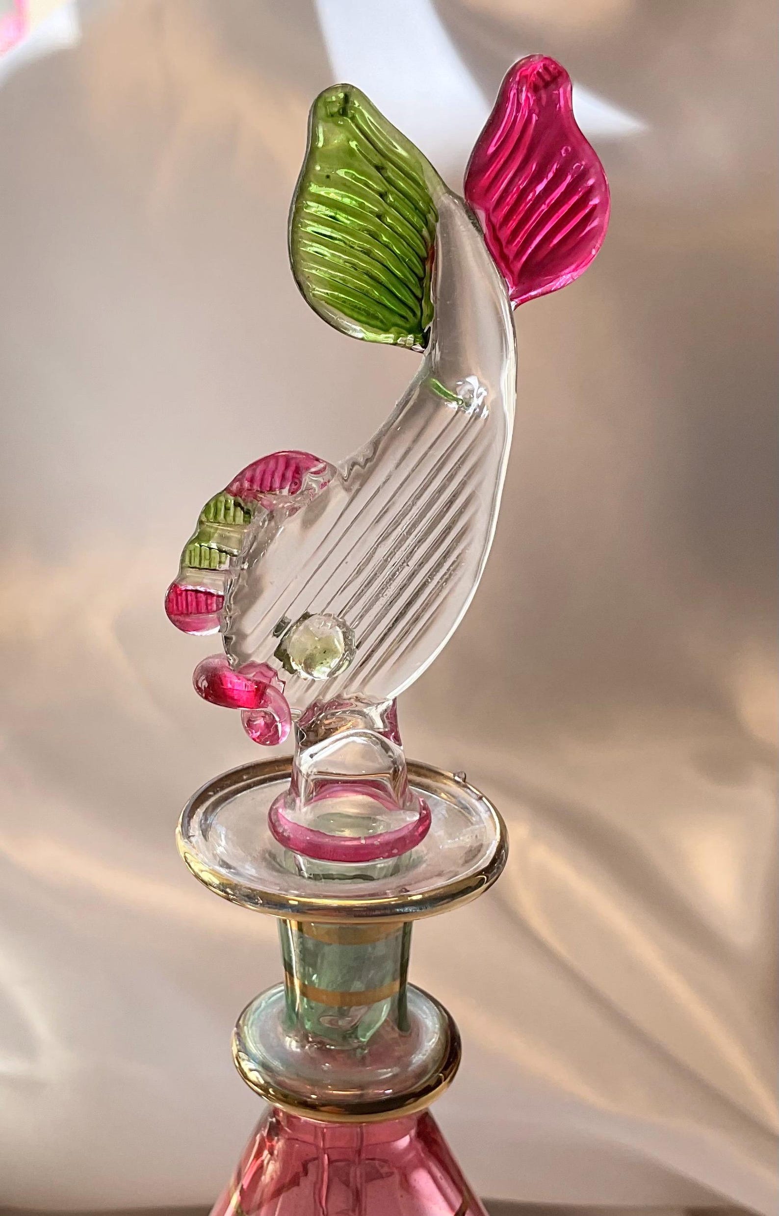 Gorgeous Unusual Egyptian Perfume Bottle, Fish Stopper & Crystal Fish ...