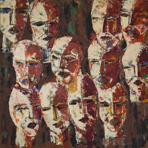 Painting the 4 faces canvas painting acrylic paint Art & Collectibles ...