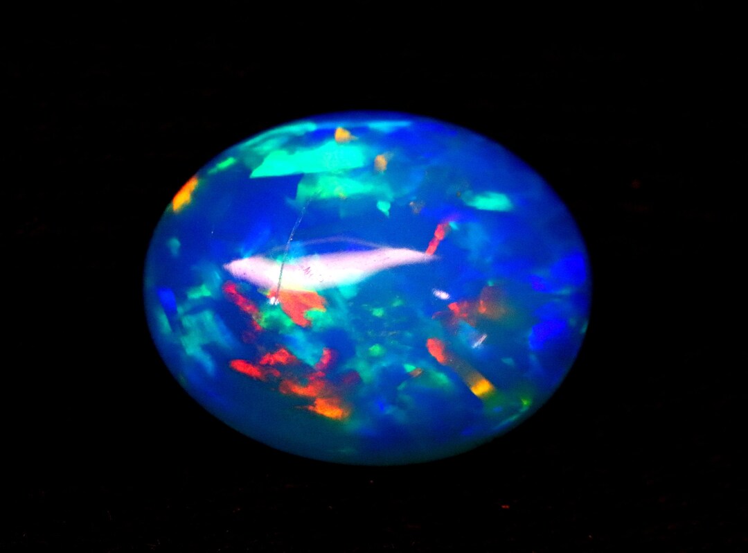 Beautiful Multi Fire Ethiopian Blue Opal Cabochon / Opal Gemstone ...