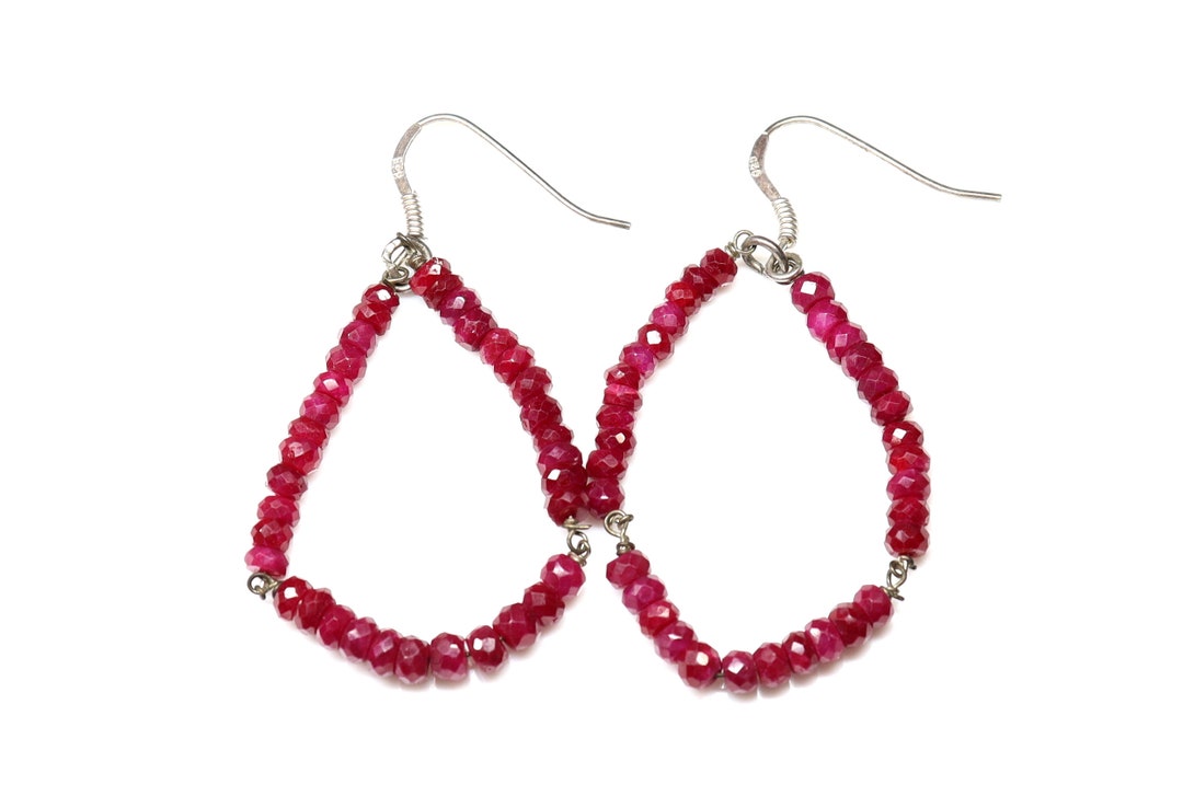 Rubin Edelstein 2 Rosa Rubin Rondelle Form 925 Sterling Silber Perlen ...