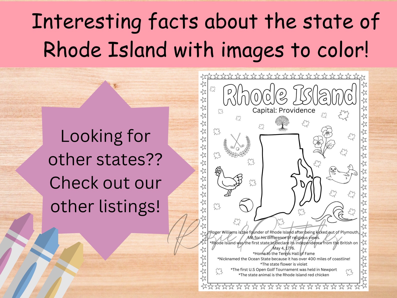 Rhode Island Coloring Page, State Coloring Page, Homeschool Printables ...