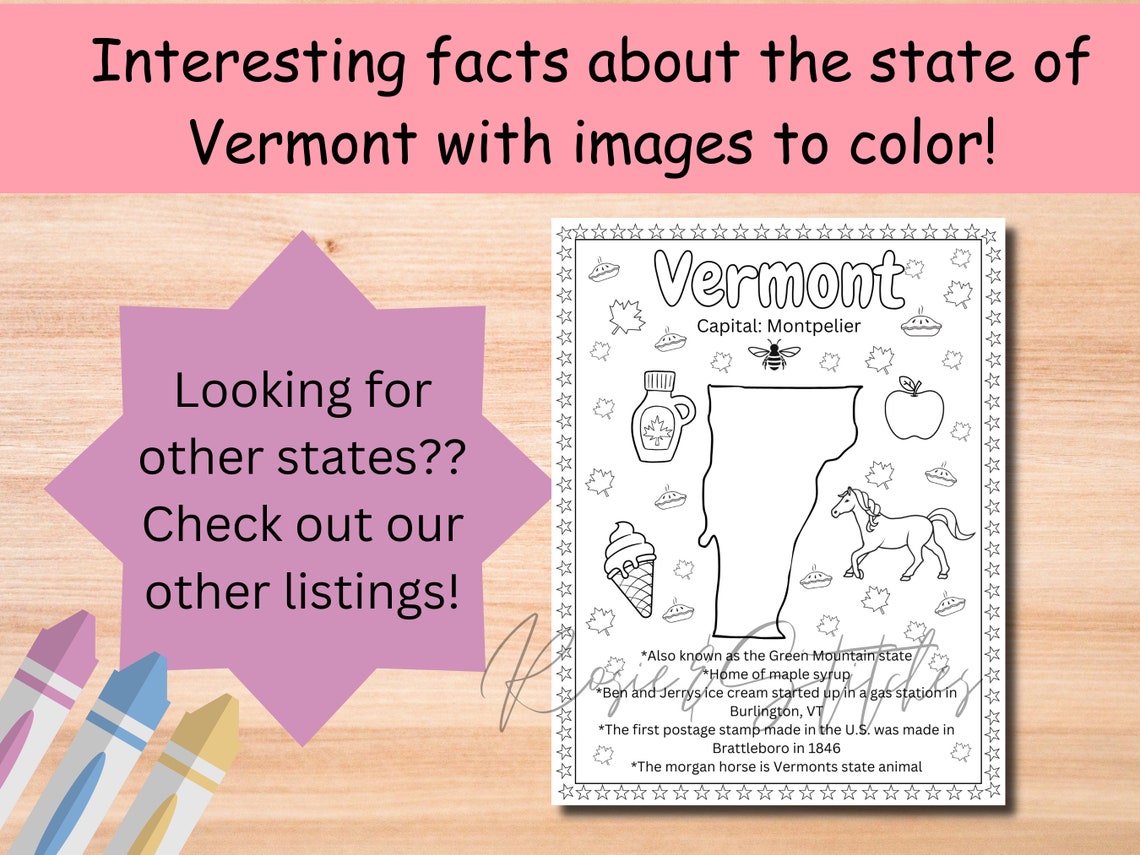 Vermont Coloring Page, State Coloring Page, Homeschool Printables ...