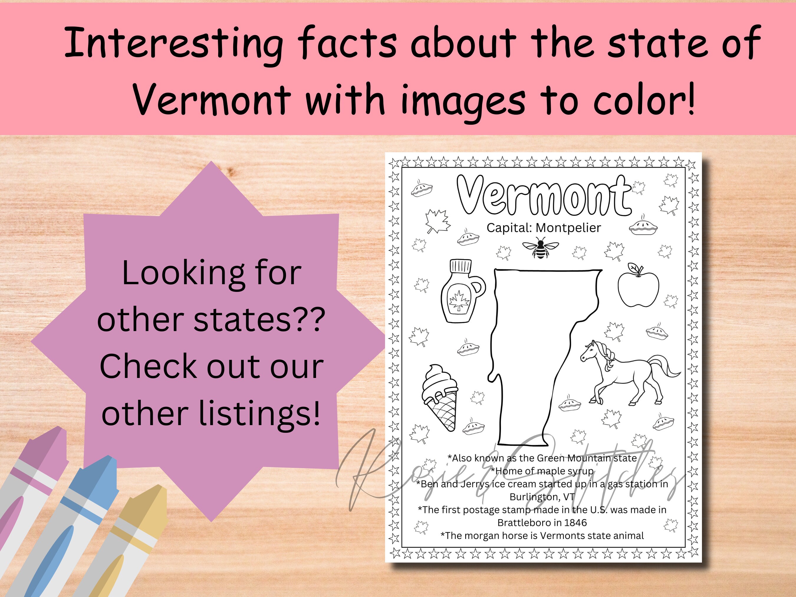 Vermont Coloring Page, State Coloring Page, Homeschool Printables ...