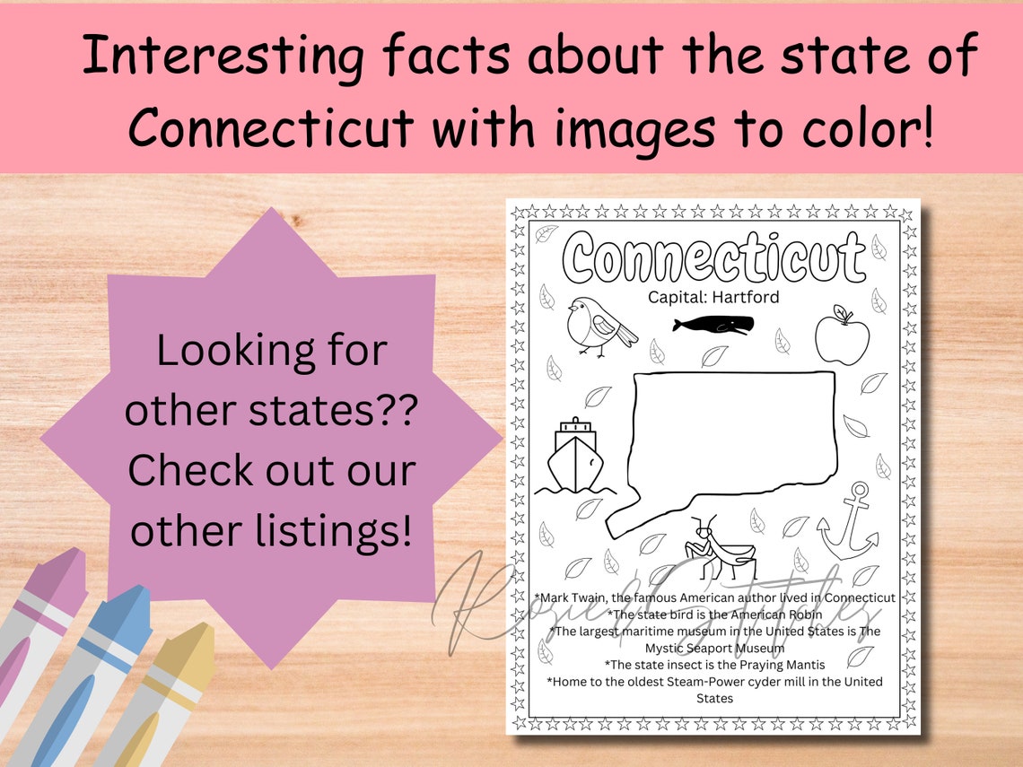 Connecticut Coloring Page, State Coloring Page, Homeschool Printables ...