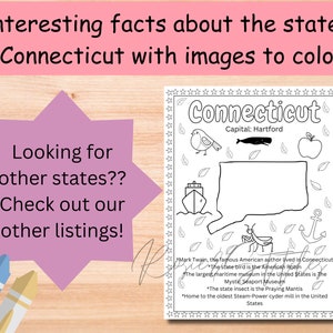 Connecticut Coloring Page, State Coloring Page, Homeschool Printables ...