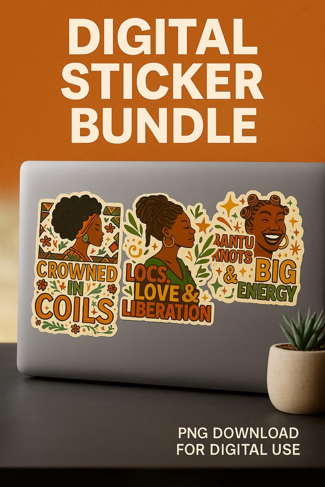 Bold Black Girl Magic Sticker Bundle – Digital Afro Hair Empowerment ...
