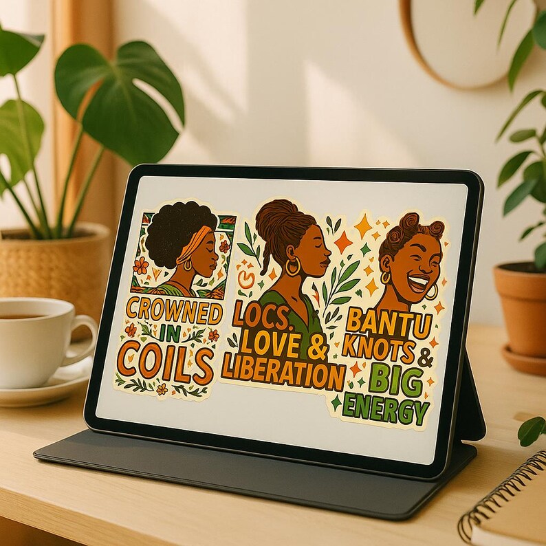 Bold Black Girl Magic Sticker Bundle – Digital Afro Hair Empowerment ...