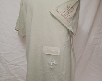 G-tube Feeding Shirt Blue Heather Large, PEG Tube Feeding Shirt ...