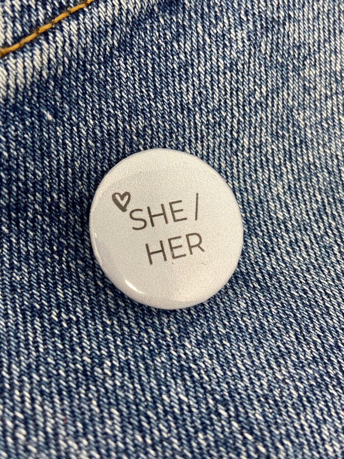 1 'she/her' Gender Pronoun Button Badge - Etsy