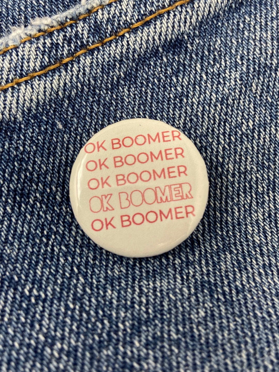 1 'OK Boomer' Button Badge With Personalisation - Etsy