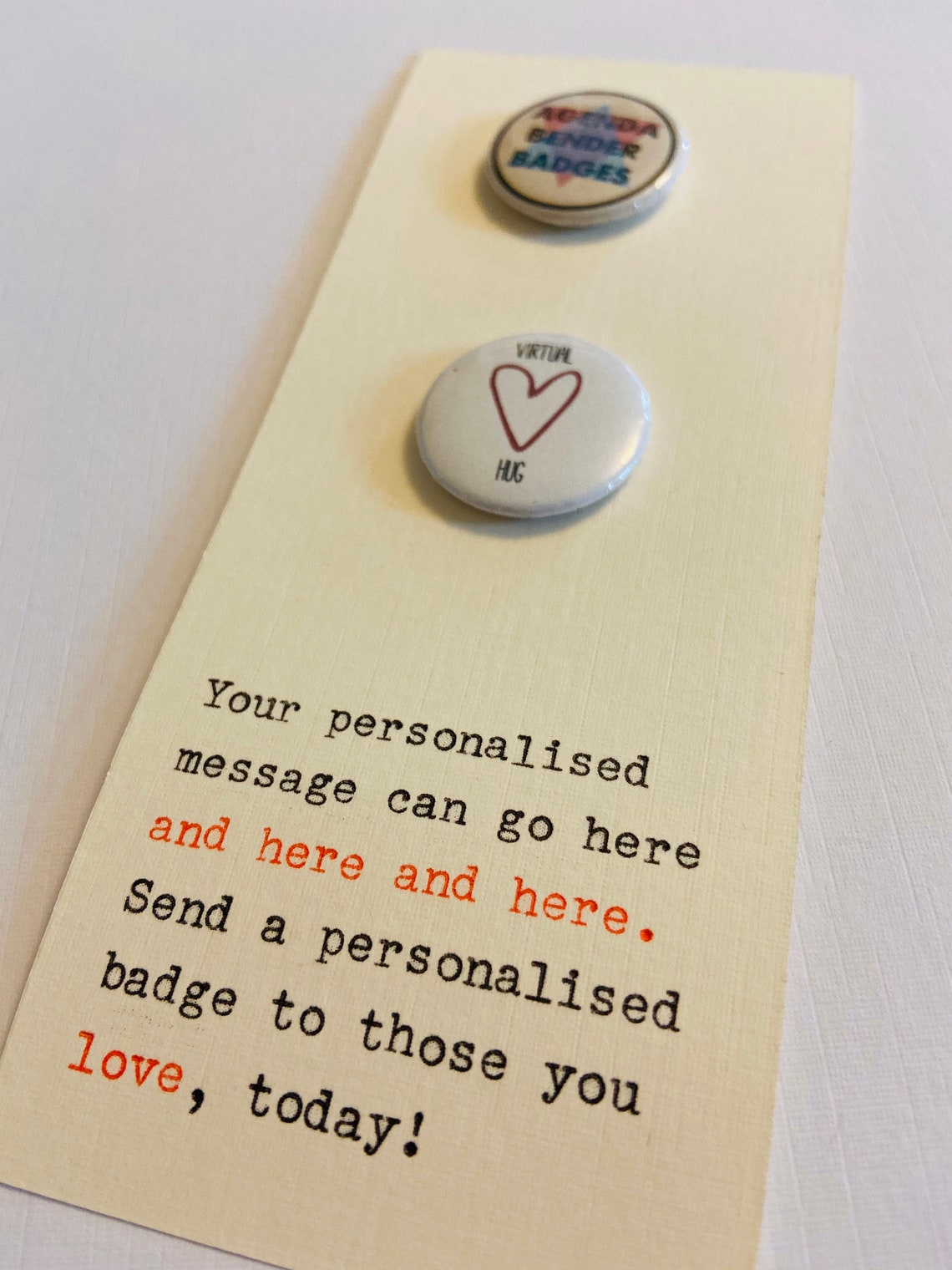 1 'virtual Hug' Button Badge With - Etsy