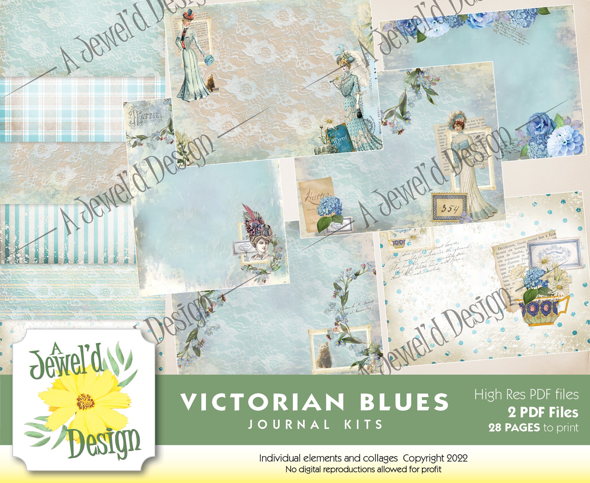 Blue Victorian Journal Kit - Etsy