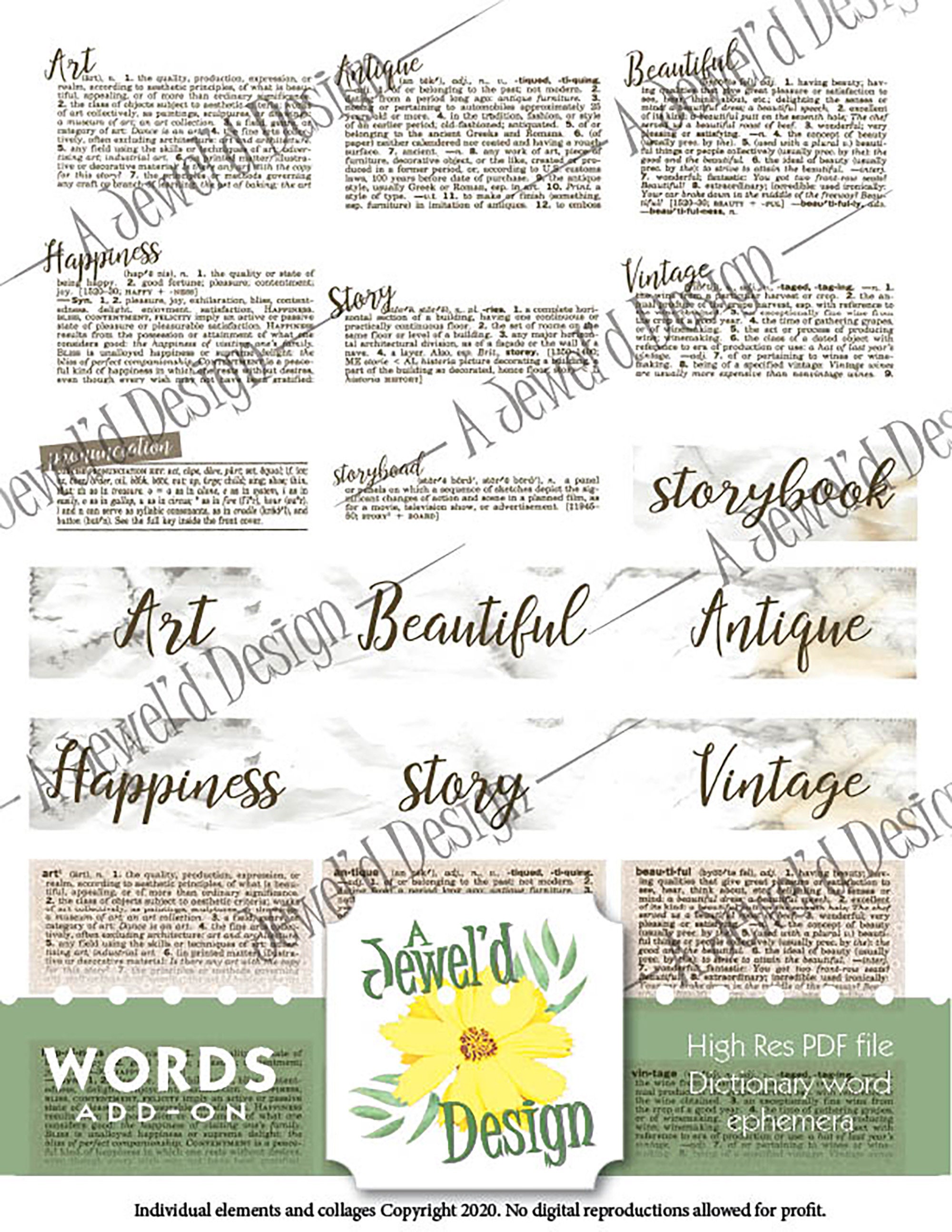 WORD Labels & Dictionary Decor - Etsy