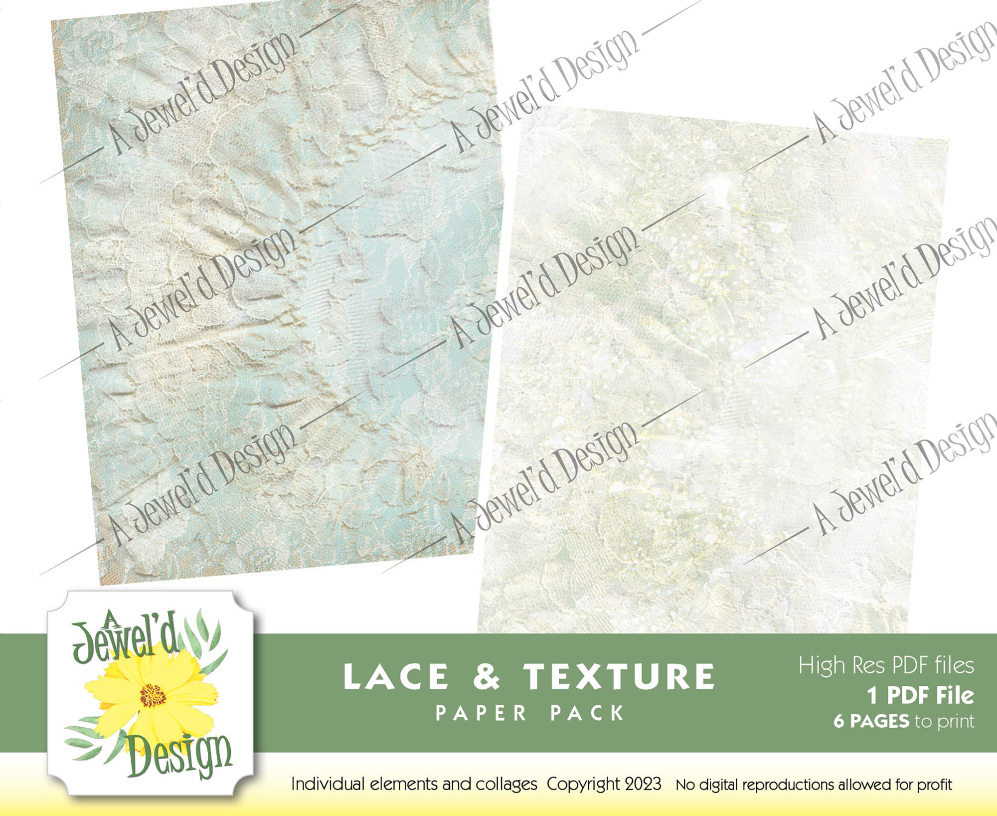 Vintage Lace Ruffle and Texture Digital Journal Paper Pack - Etsy