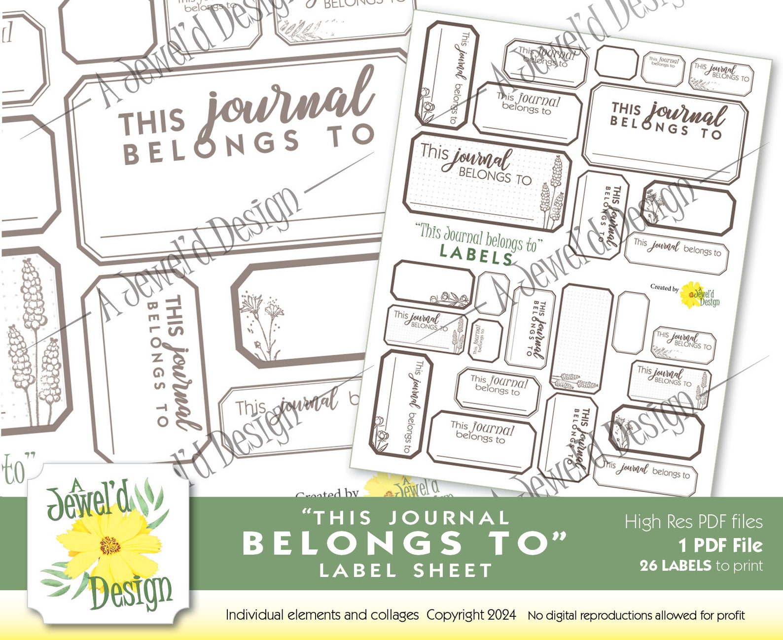 This Journal Belongs To... Label Sheet - Etsy