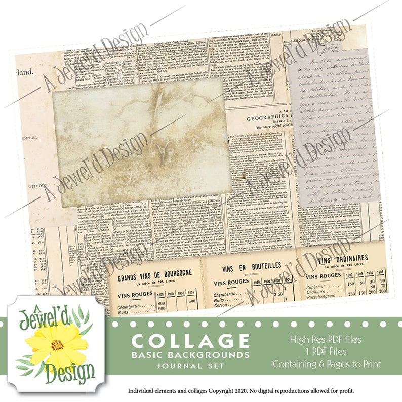 Basic Collage Background Papers Set 1 - Etsy