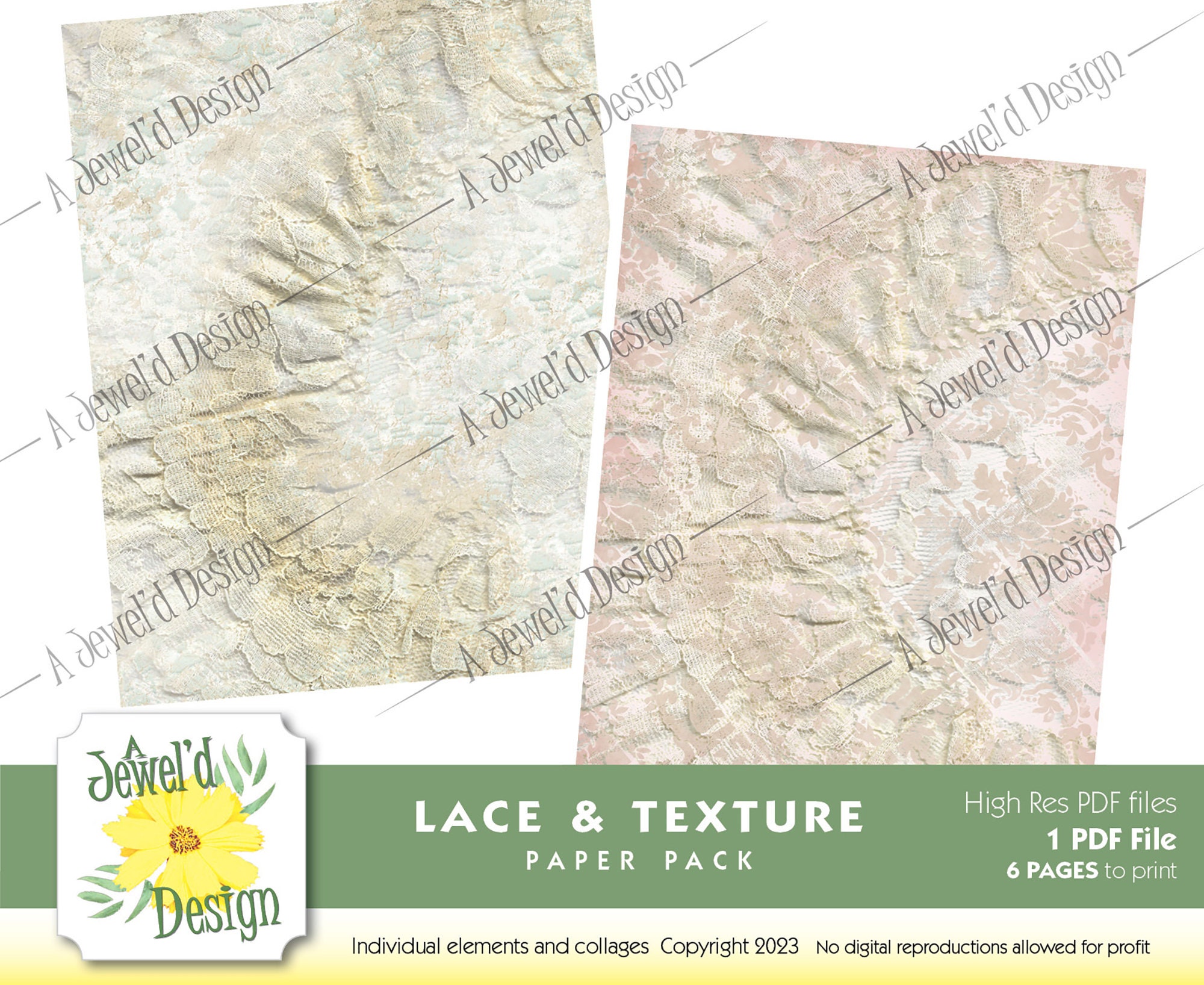 Vintage Lace Ruffle and Texture Digital Journal Paper Pack - Etsy