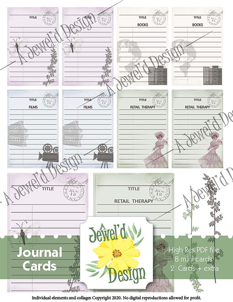 Journal Cards: Hobby Record Cards - Etsy