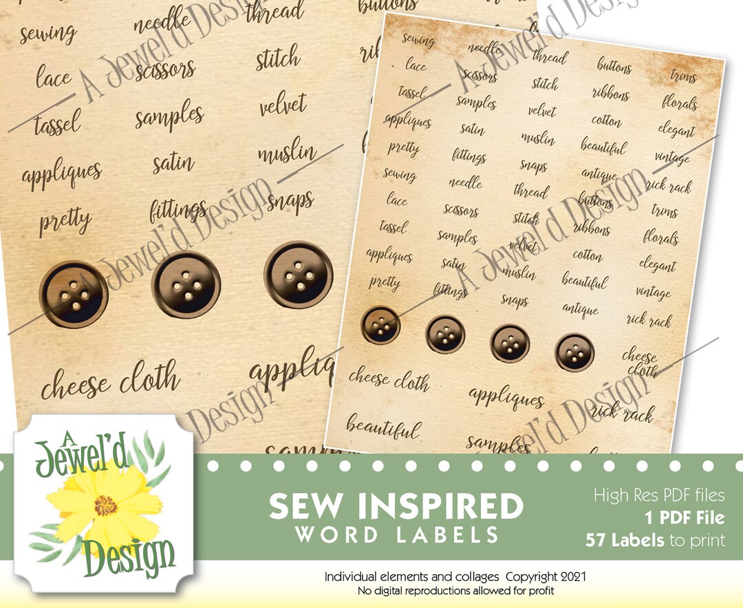 SEW Inspired WORD Labels - Etsy