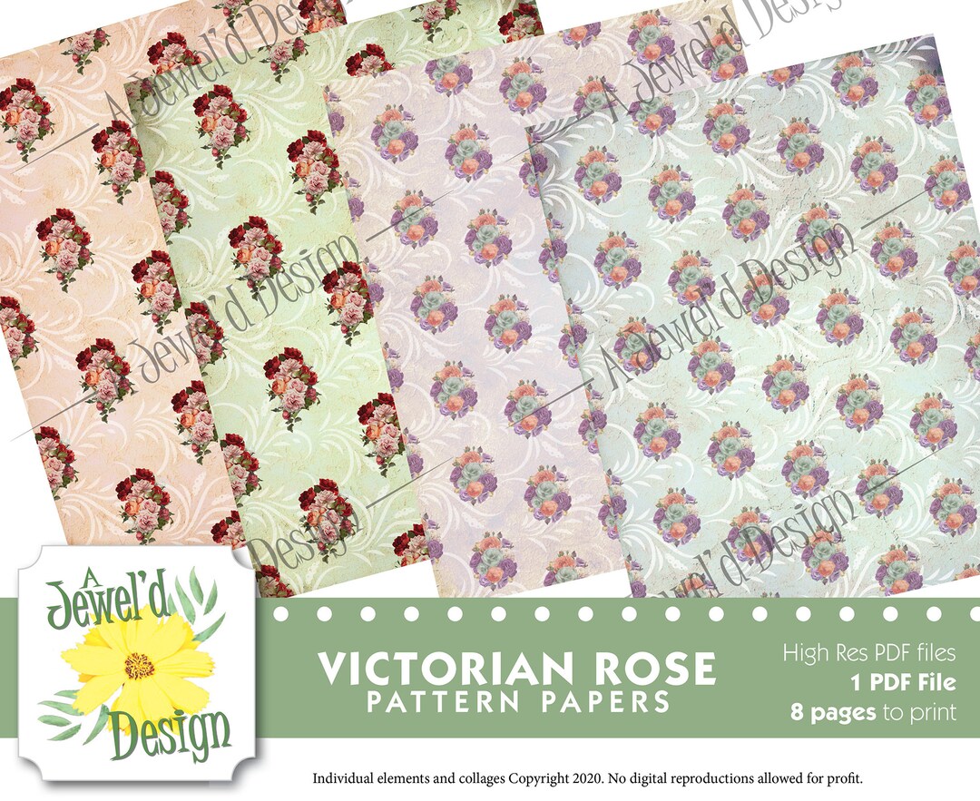 Victorian Roses Pattern Papers - Etsy