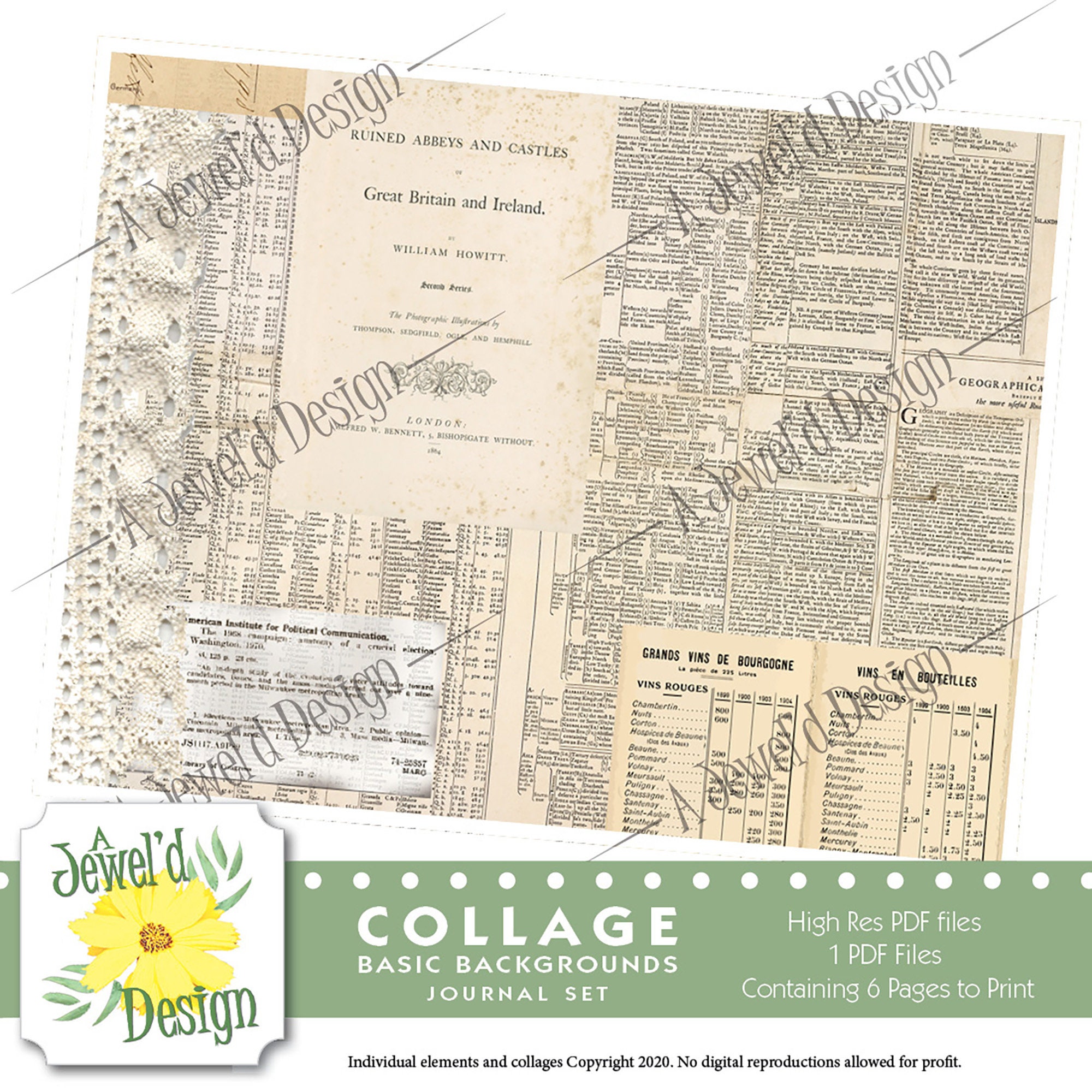 Basic Collage Background Papers Set 1 - Etsy