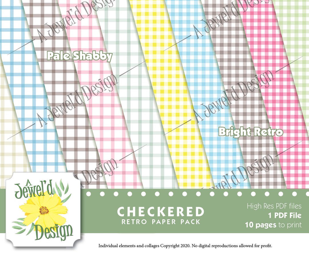 Retro Checkered Paper Pack - Etsy