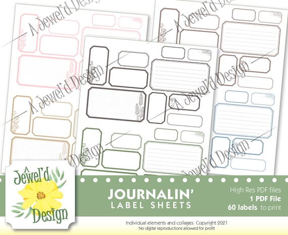 Bordered Journal Labels for Junk Journals Planners and - Etsy
