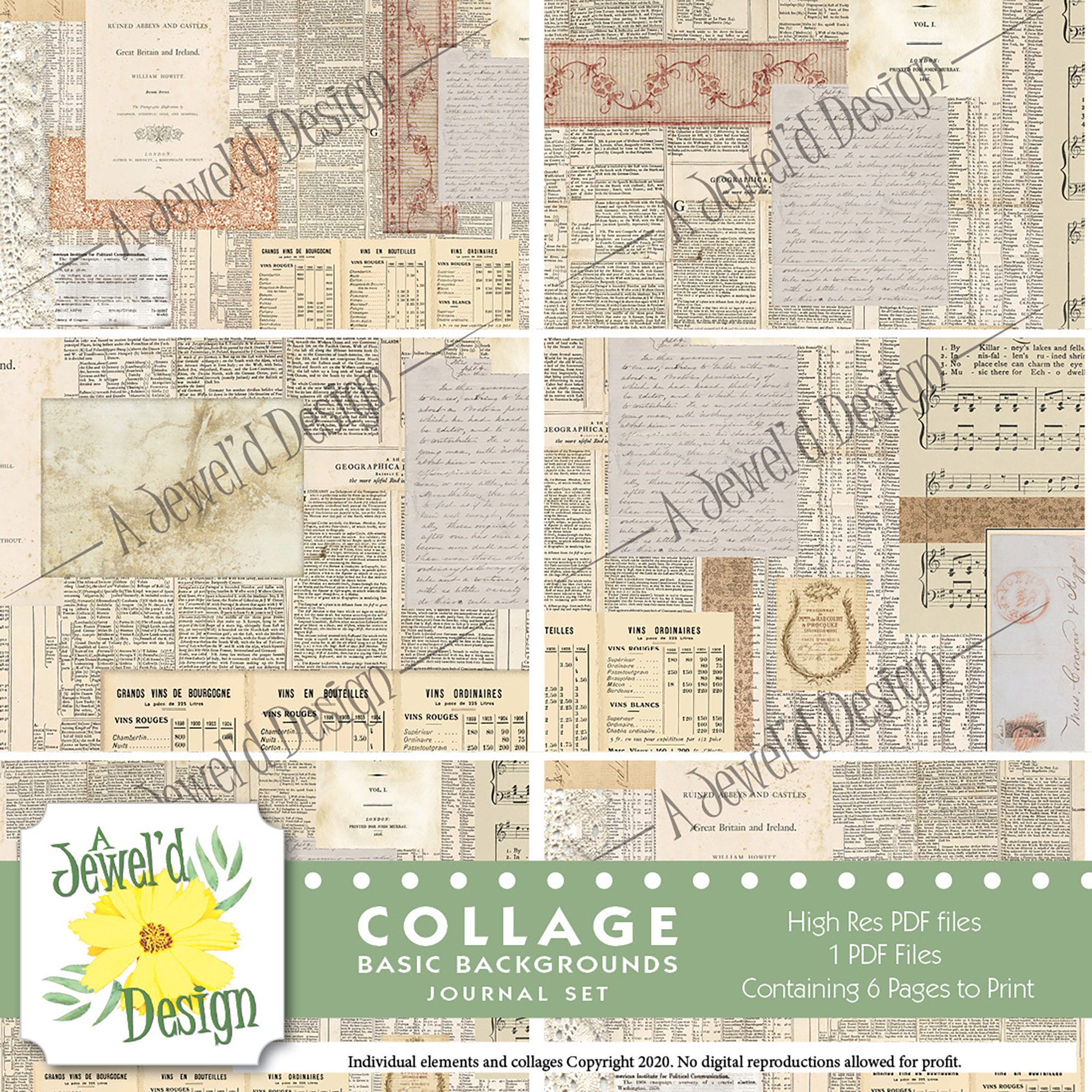 Basic Collage Background Papers Set 1 - Etsy