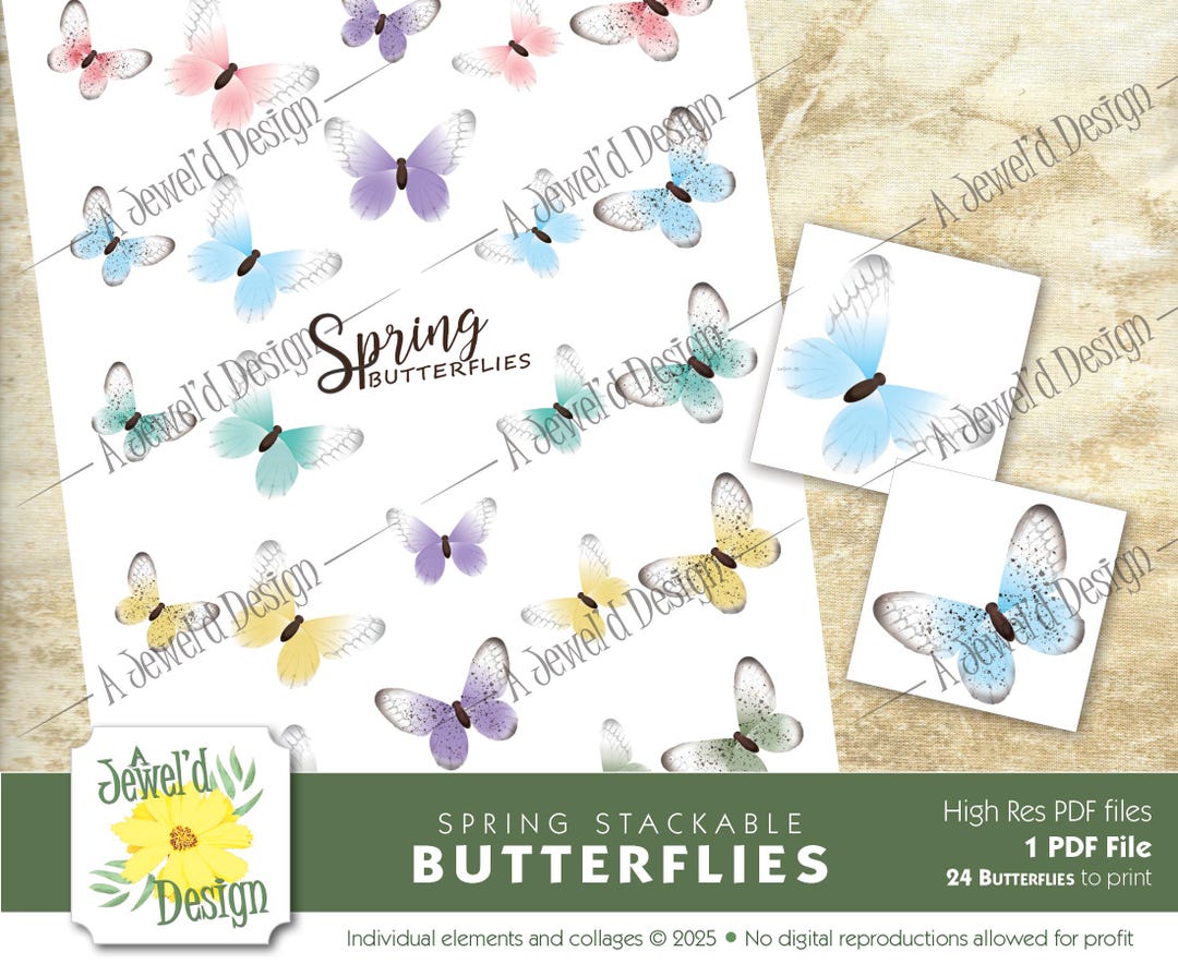 SPRING Stackable Butterflies - Fussy Cut Embellishment Sheet - Etsy