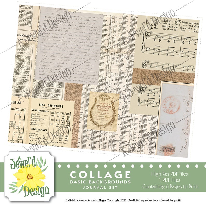 Basic Collage Background Papers Set 1 | Etsy