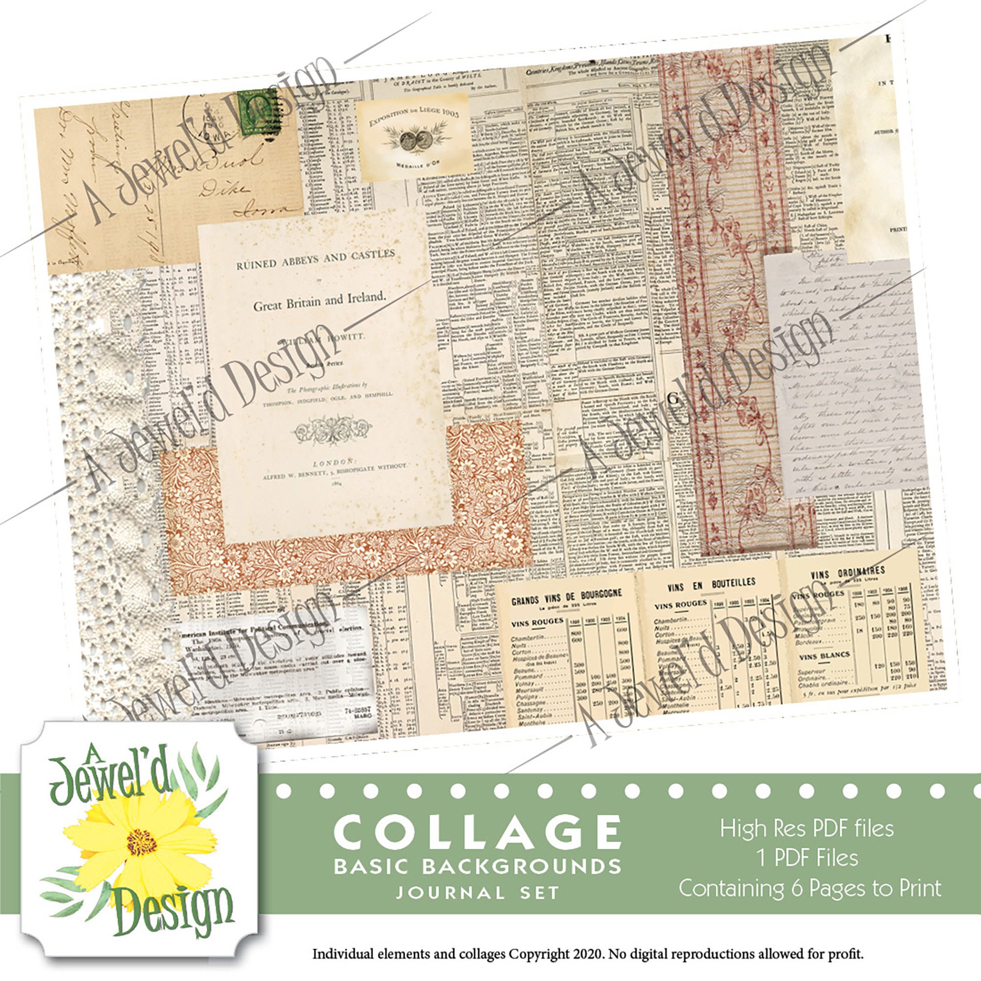 Basic Collage Background Papers Set 1 - Etsy