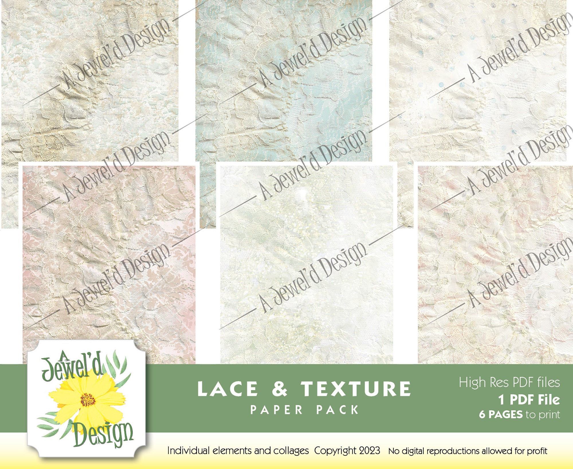 Vintage Lace Ruffle and Texture Digital Journal Paper Pack - Etsy