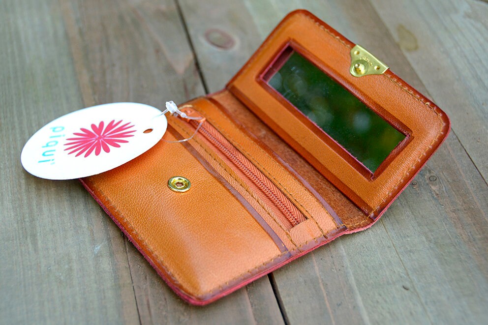 Orange Skinny Wallet With Mirror - Etsy