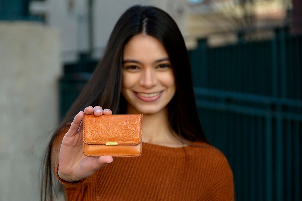 Orange Skinny Wallet With Mirror - Etsy