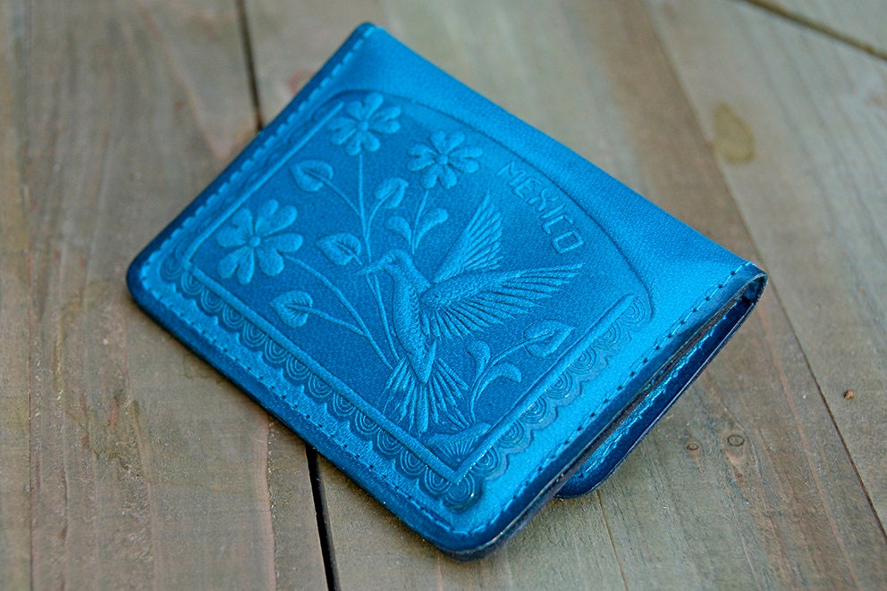 Light Blue Skinny Wallet With Mirror - Etsy