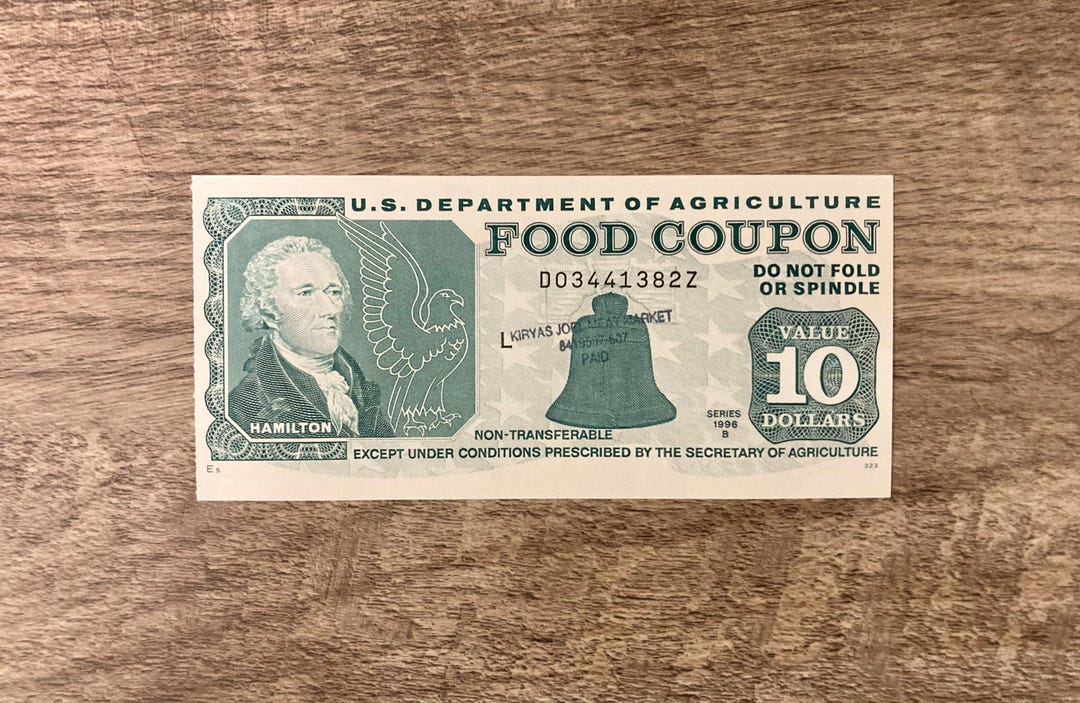 1996 Series B TEN Dollar Food Stamp Coupon, Authentic, Circulated, USDA ...