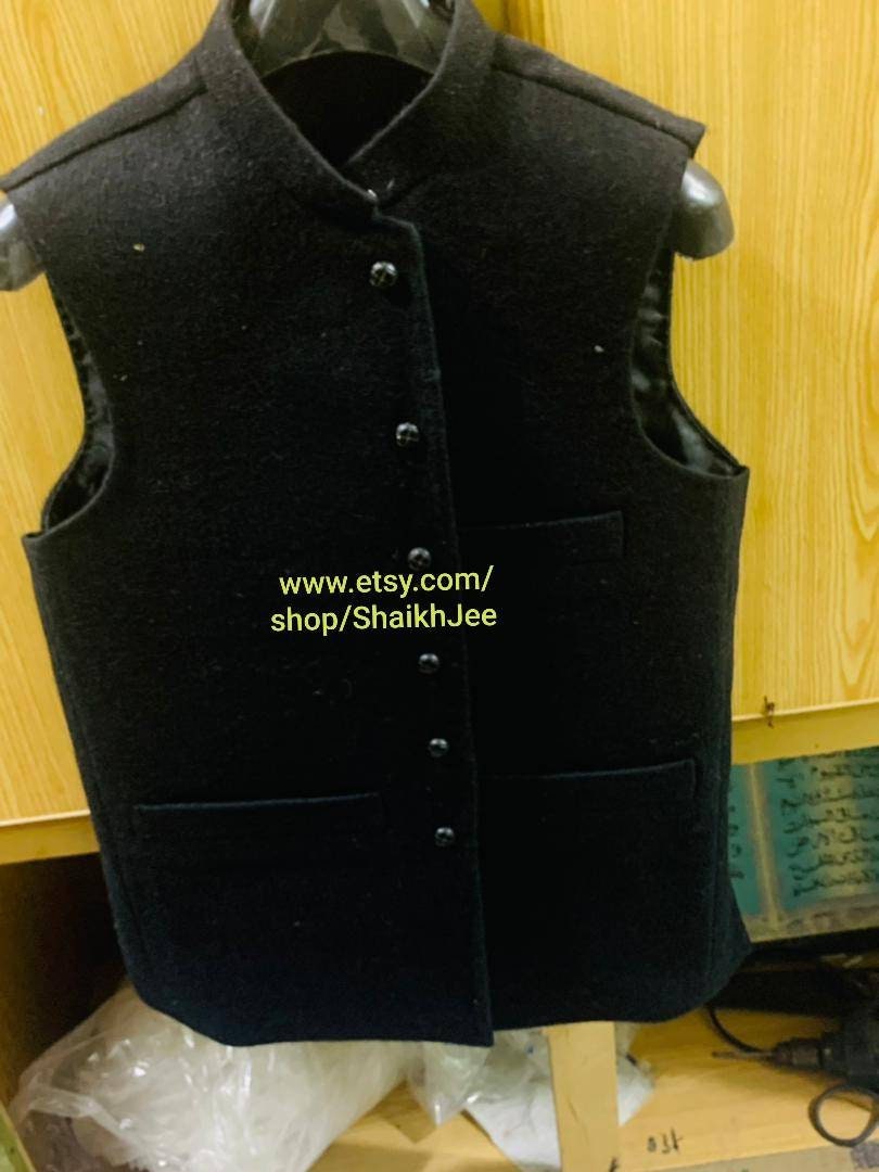 Wool Waistcoat-afghani Pakistani Winter Men Waistcoat-woolen Hippie ...