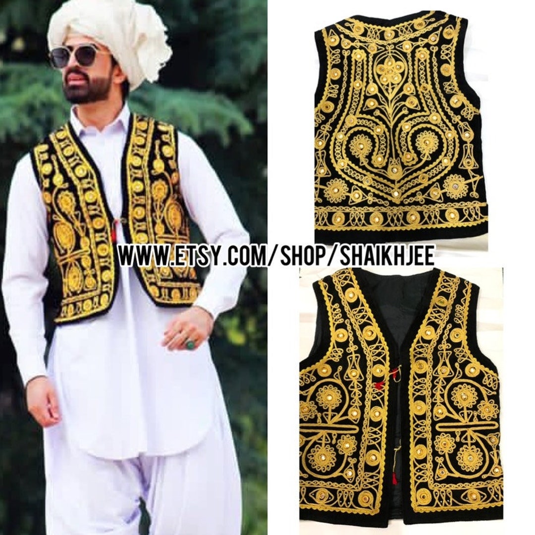 Embroidered Waistcoat Tribal Pathan Vest-traditional Pathan Waistcoat ...