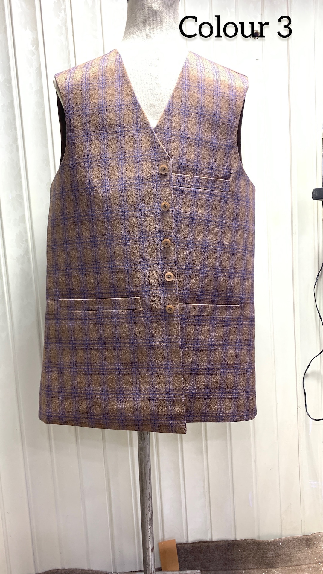 Check Design Handmade Afghani Mens Waistcoats-indian Nehru Cut Vest ...