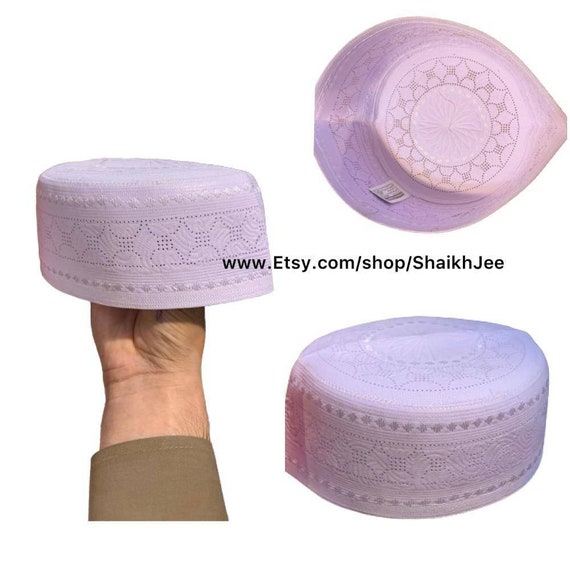 White Kufi Muslim Topi Handmade Kufi Knitted Muslim Hat | Etsy