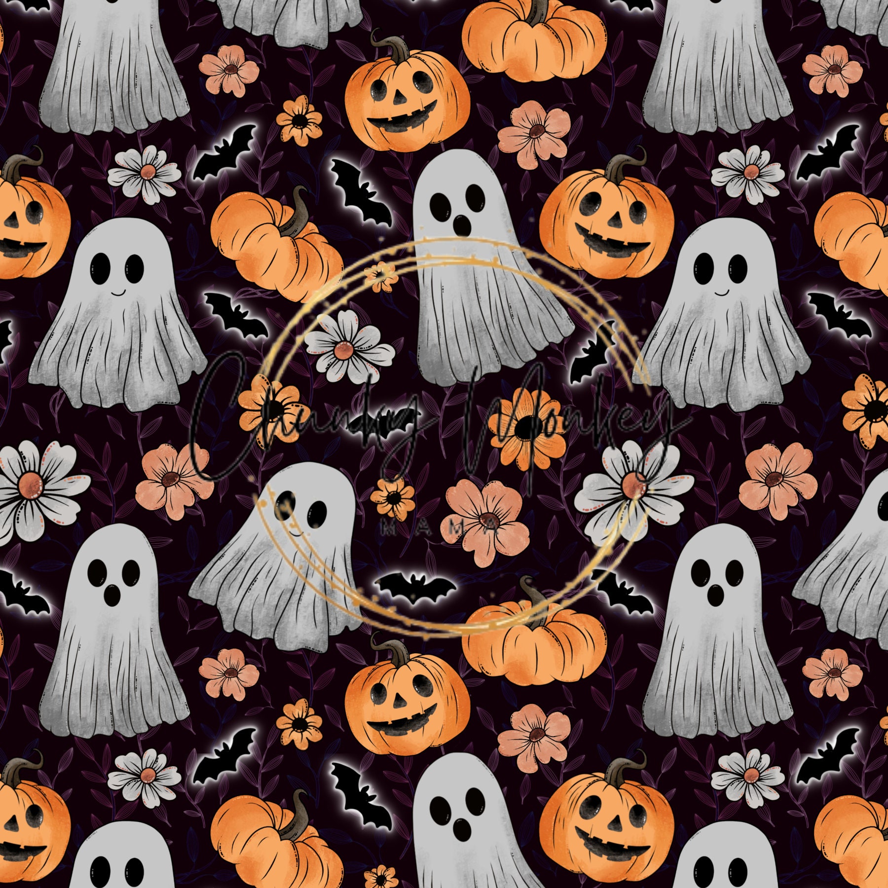 Ghost Pumpkin Vine Background Seamless File - Etsy