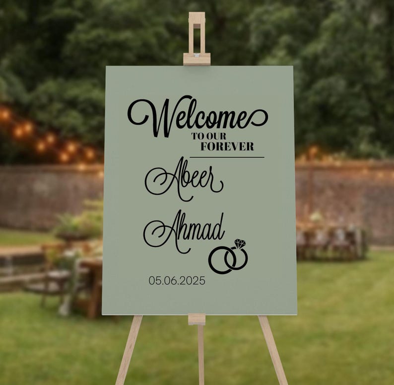Custom Vinyl Wedding Welcome Sign With Arabic Calligraphy - Etsy