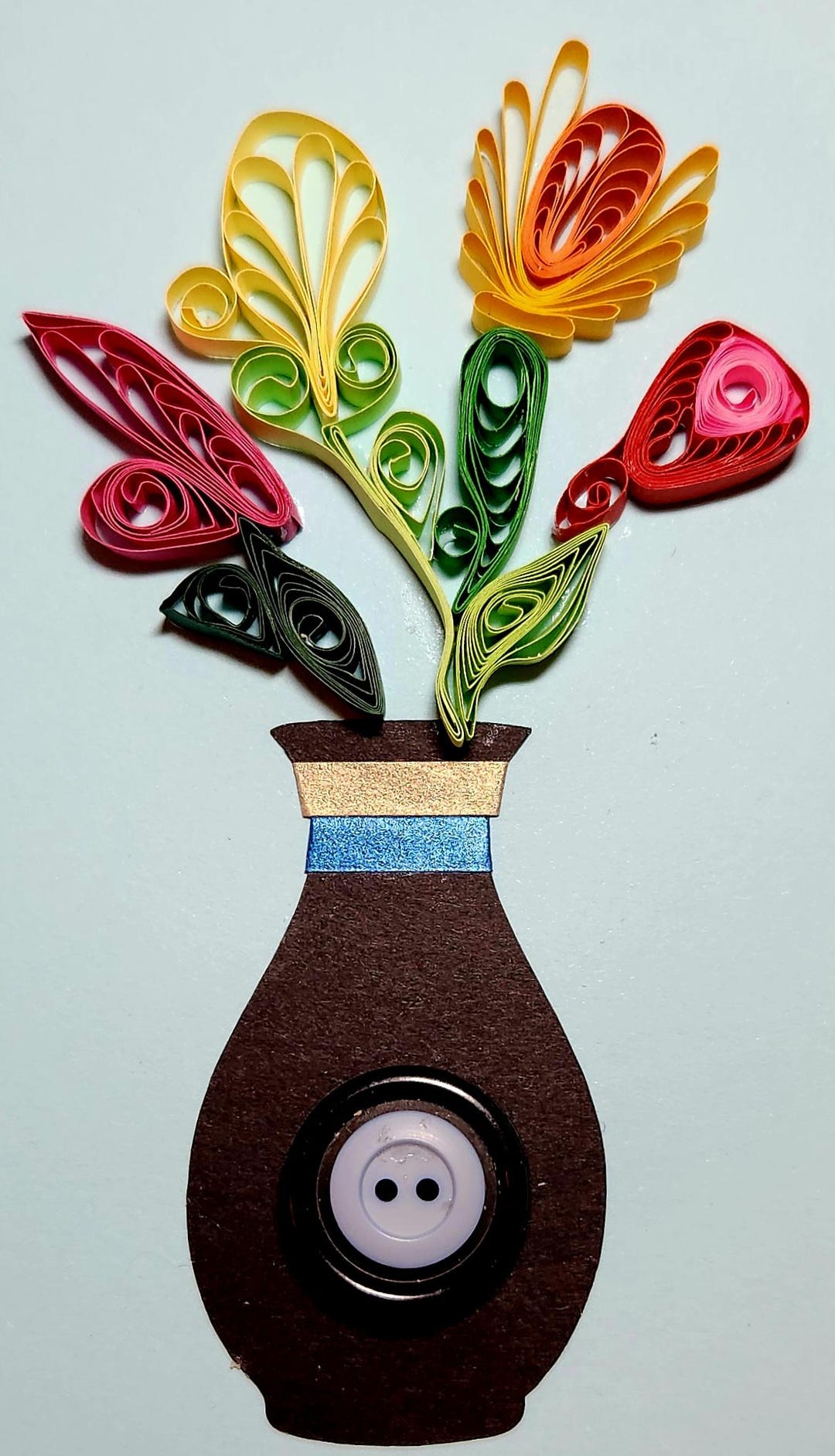 Homemade Paper Quilling Vase With Flowers - Etsy