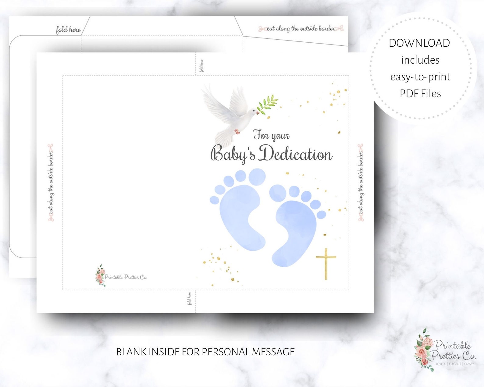 Baby Dedication Card Printable for Boy Christian Card for - Etsy