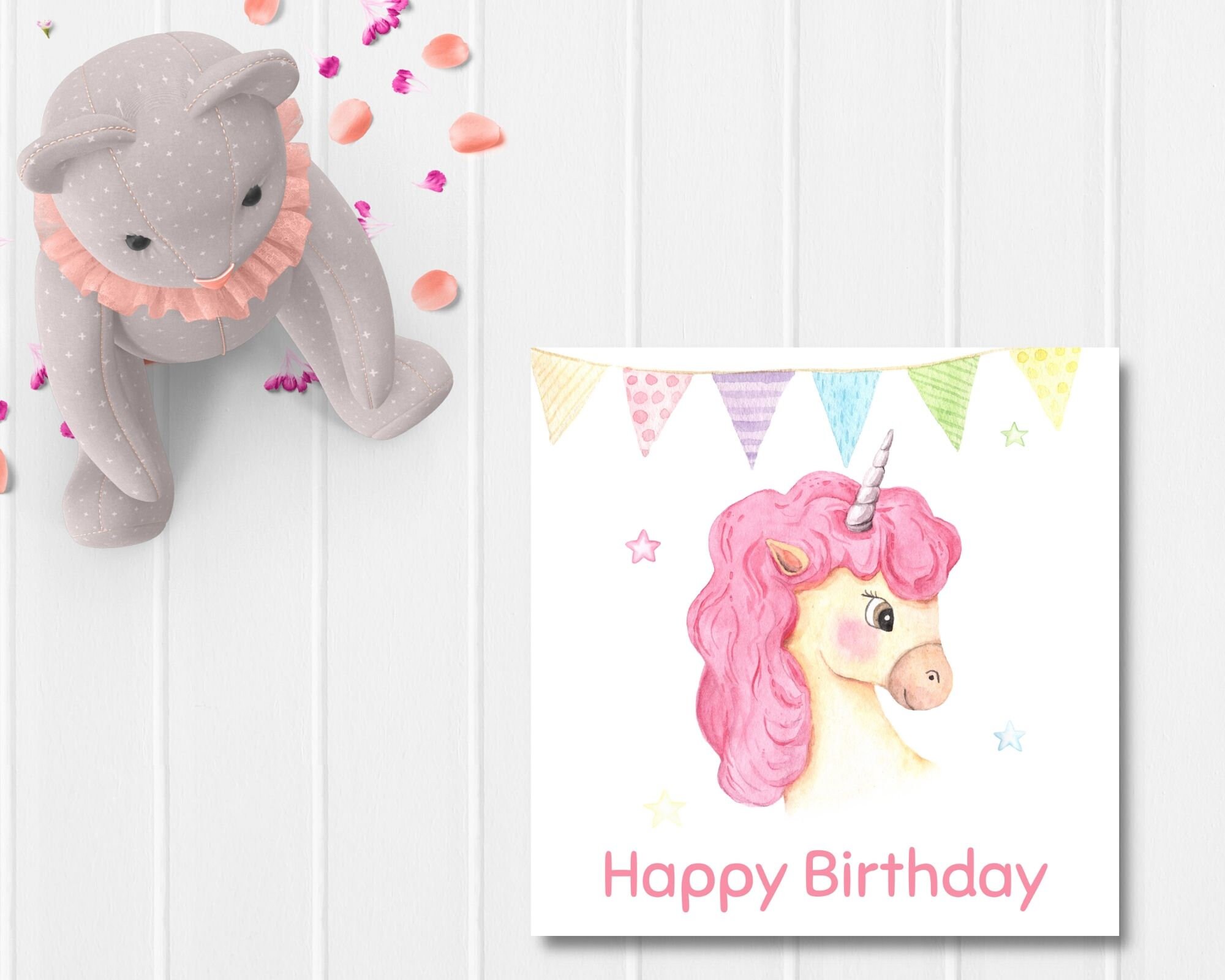 Child Birthday Card Printable / Unicorn Digital Birthday Card | Etsy