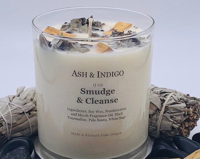 Smudge & Cleanse Sage Candle, Crystal Candle, Witchy Candle, Spell ...