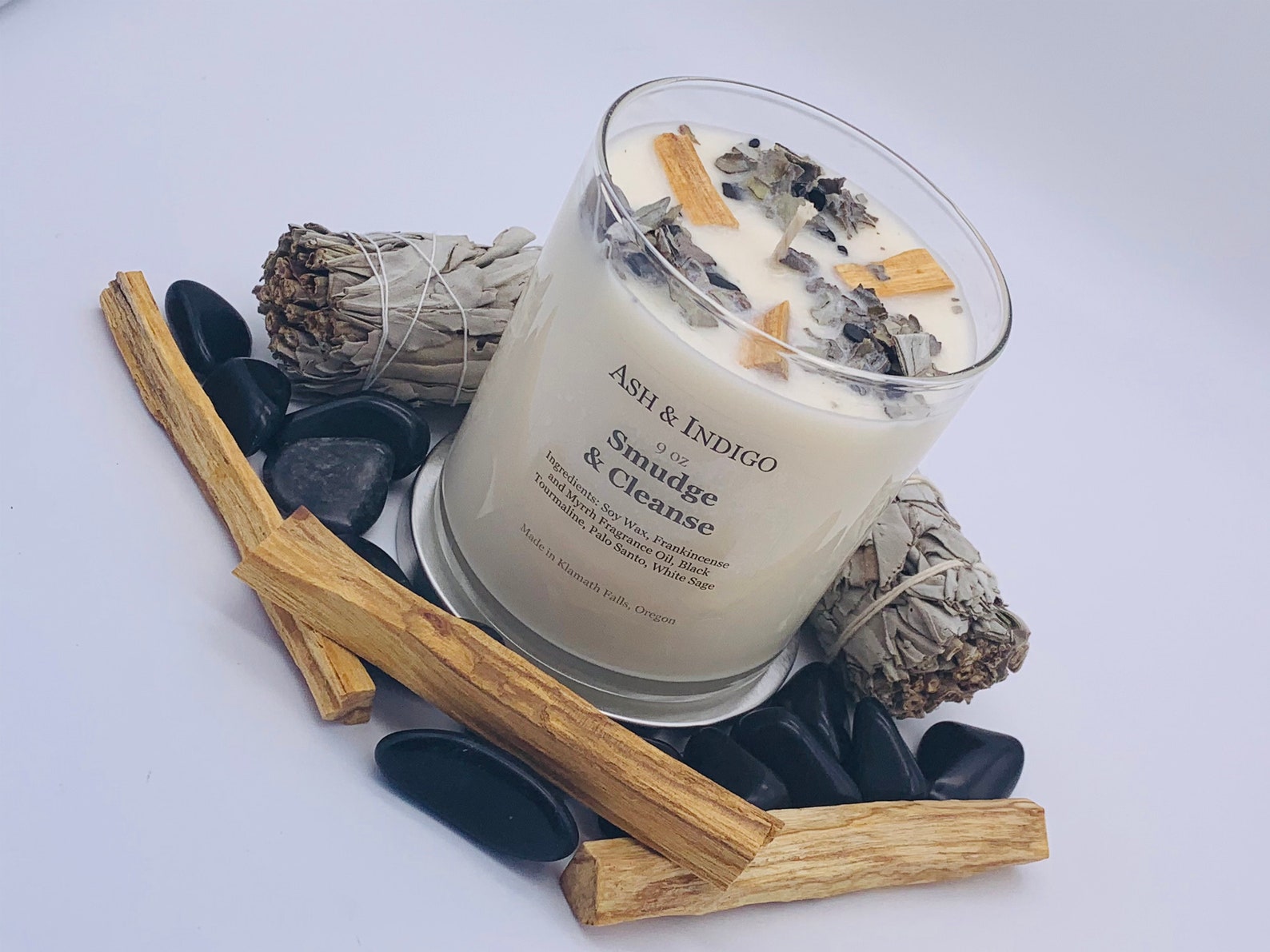 Smudge & Cleanse Sage Candle, Crystal Candle, Witchy Candle, Spell ...