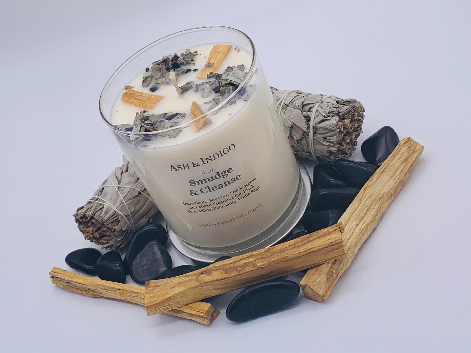 Smudge & Cleanse Sage Candle, Crystal Candle, Witchy Candle, Spell ...